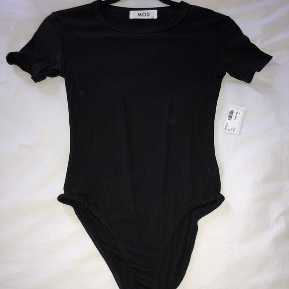 Tops | Nwt Black Ribbed Bodysuit | Poshmark